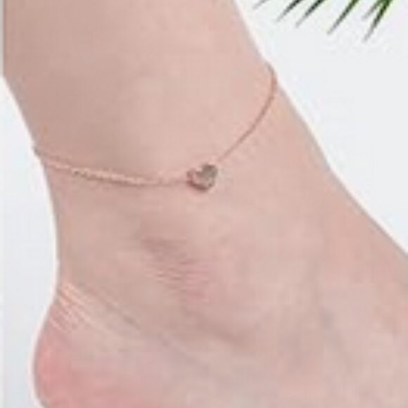 Jewelry | Rose Gold Metal Anklet With Solid Heart | Poshmark
